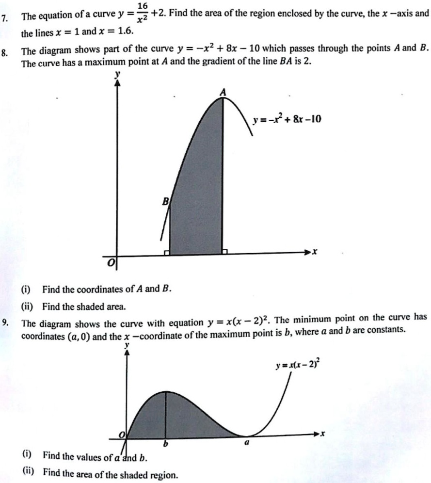 SOLVED:16 7. The equation of a curve y +2. Find the area of the region ...