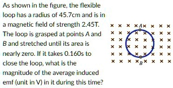 SOLVED: As shown in the figure, the flexible loop has a radius of 45.7 cm and is in a magnetic ...