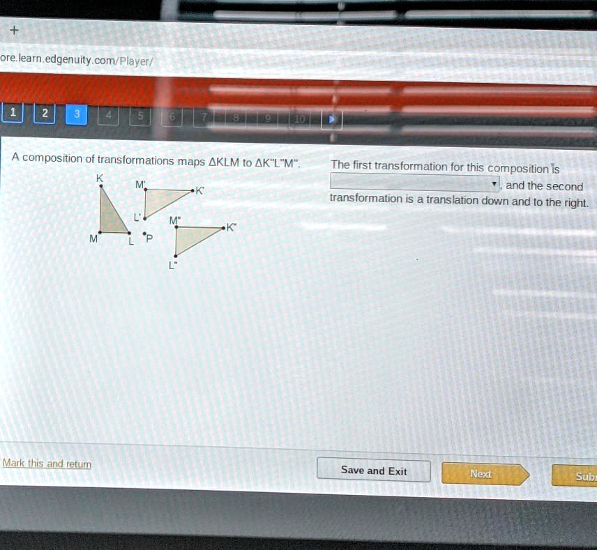 A composition of transformations maps KLM to K”L”M”. The first transformation for this ...