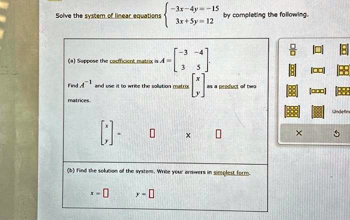 SOLVED: Solve the system of linear equations (a) Suppose the ...