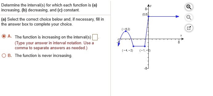 determine the intervals for which each function is a increasing b decreasing and c constant ...