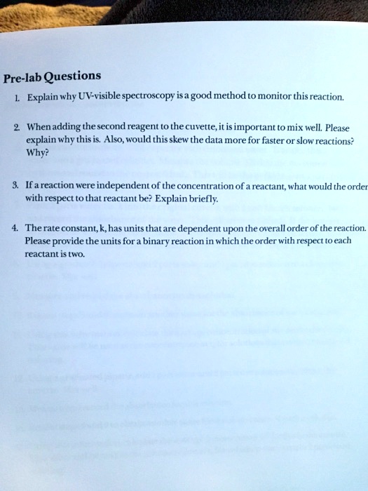SOLVED: Pre-lab Questions: 1. Explain why UV-visible spectroscopy is a ...