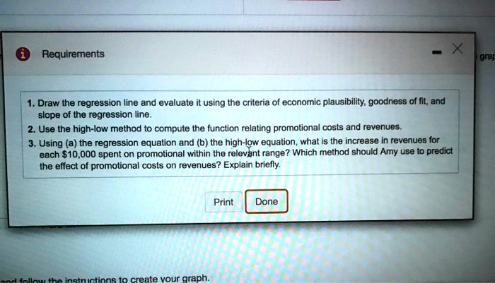 requirements draw the regression line and evaluate it using the ...