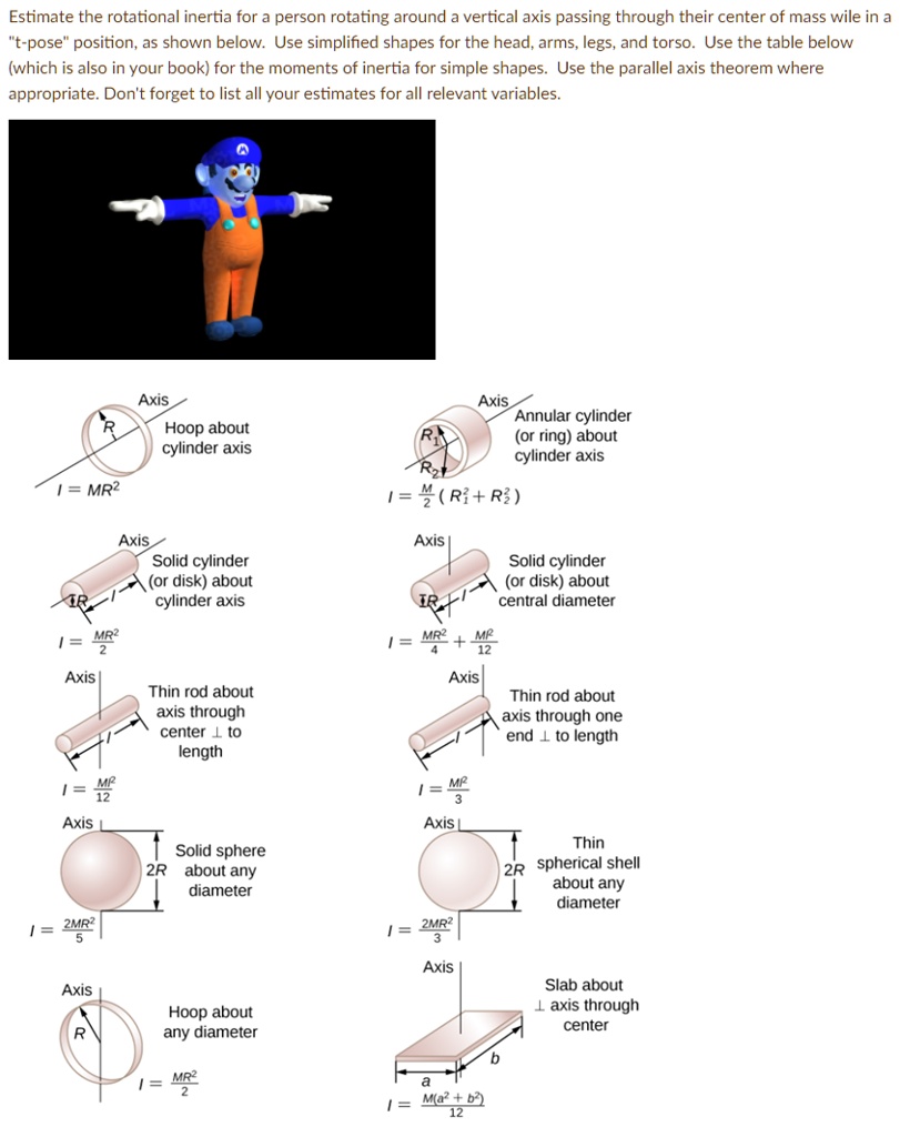 SOLVED: Estimate the rotational inertia for a person rotating around a ...