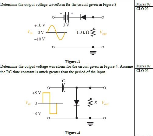 SOLVED: Determine the output voltage waveform for the circuit given in Figure 3 Marks 02 CLO 02 ...