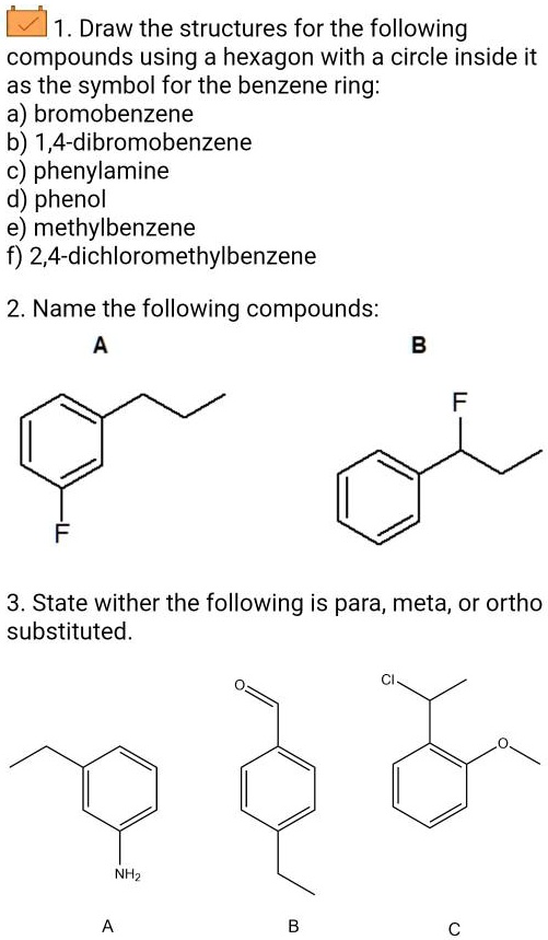 SOLVED: 1. Draw the structures for the following compounds using a ...