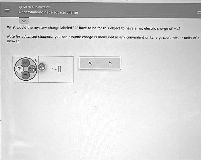 MATH AND PHYSICS Understanding net electrical charge What would the mystery charge labeled ...
