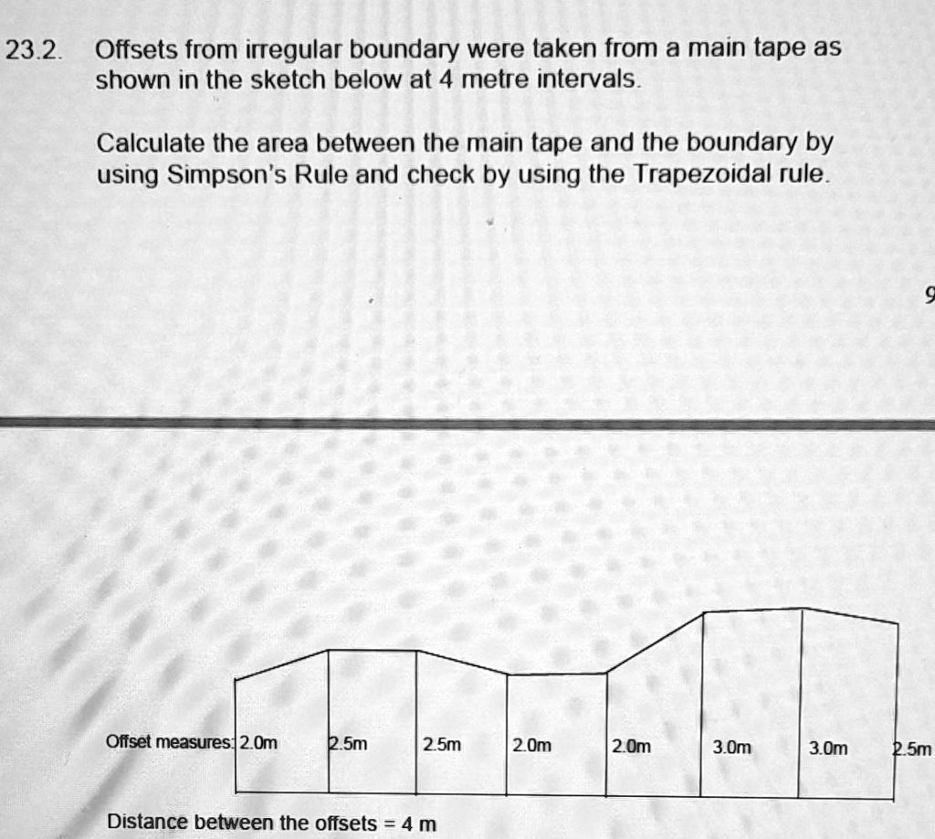 SOLVED: 23.2. Offsets from irregular boundary were taken from a main ...