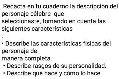 SOLVED: ayúdenmeeeeeeeeeeeeeeeeee Redacta en tu cuaderno la descripción ...