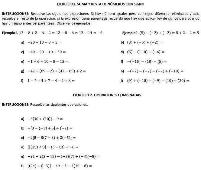 SOLVED: no le entiendo me ayudan profavor EJERCICIO1, SUMA RESTA DE NUMEROS CON SIGNO ...