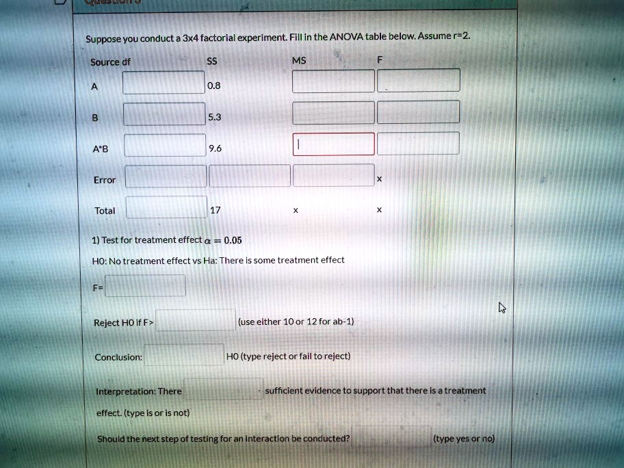 SOLVED Suppose You Conduct A 3x4 Factorial Experiment Fill In The solved-suppose-you-conduct-a-3x4-factorial-experiment-fill-in-the