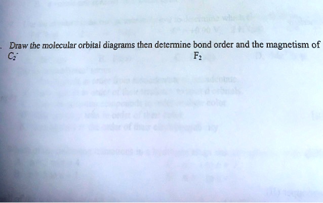SOLVED: Draw the molecular orbital diagrams then determine bond order ...