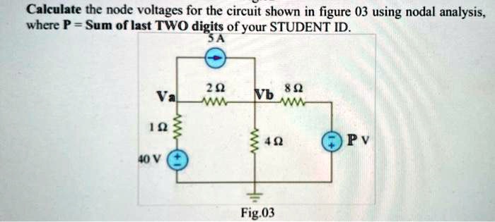 SOLVED: Calculate thc node voltages for the circuit shown in figure 03 using nodal analysis ...