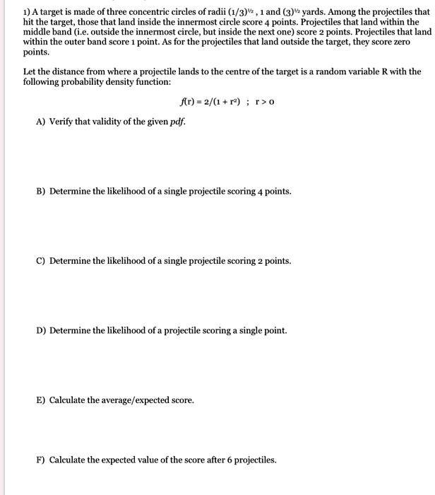 SOLVED: A target is made of three concentric circles of radii 3, 1, and ...