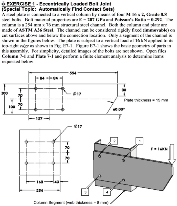SOLVED: Exercise 1 - Eccentrically Loaded Bolt Joint (Special Topic: Automatically Find Contact ...