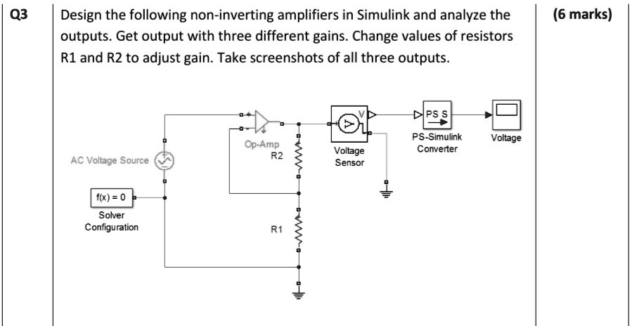 Solved Q3 Design The Following Non Inverting Amplifiers In Simulink And Analyze The 6 Marks