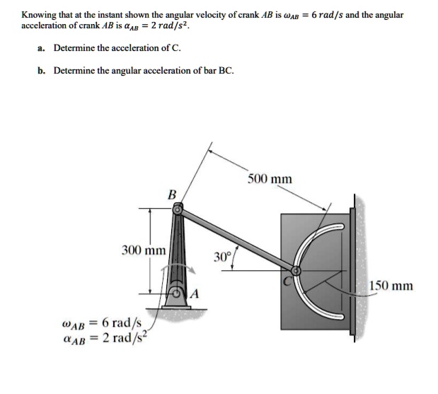 Solved Knowing That At The Instant Shown The Angular Velocity Of Crank Ab Is A 6 Rad S And