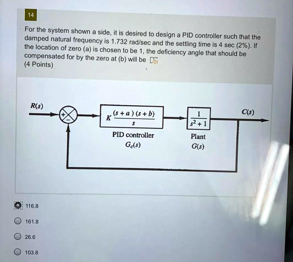 14 For the system shown a side, it is desired to design a PID controller such that the damped ...