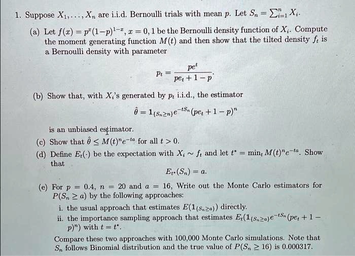 Solved 1 Suppose X₁ X Are I I D Bernoulli Trials With Mean P
