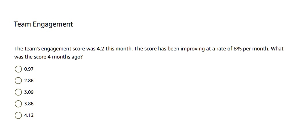 Team Engagement The team's engagement score was 4.2 this month. The ...