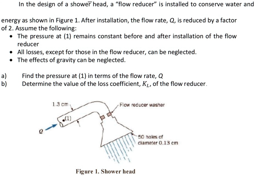 SOLVED: In the design of a shower head, a "flow reducer" is installed ...