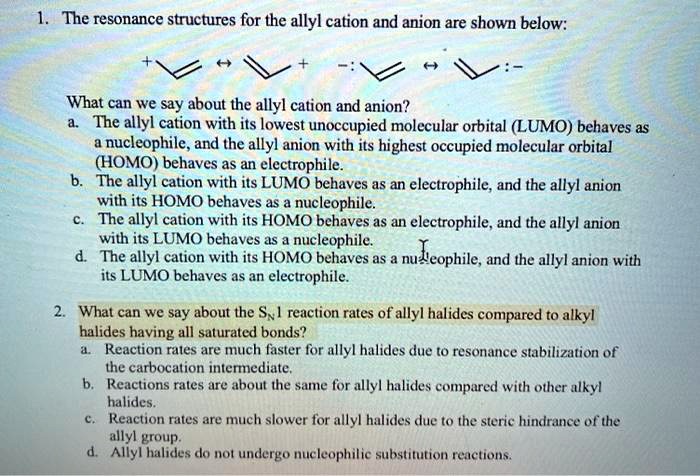 the resonance structures for the allyl cation and anion are shown below ...