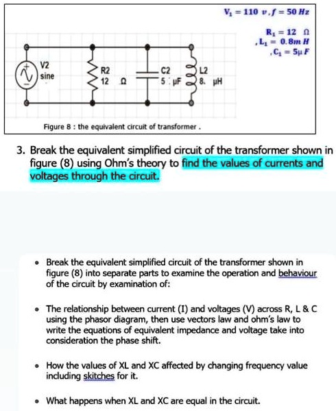 SOLVED: Texts: V = 110V, f = 50Hz R = 12Ω, L = 0.8mH, C = 5μF V2 = sine R2 = 12Ω C2 = 5μF Figure ...