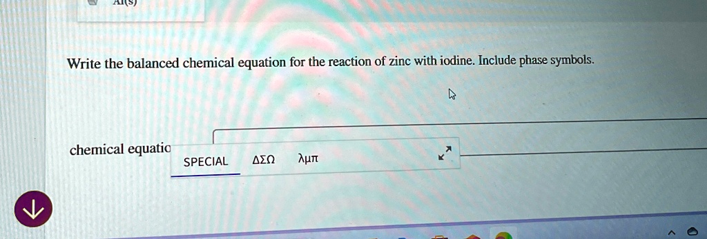 Write the balanced chemical equation for the reaction of zinc with ...