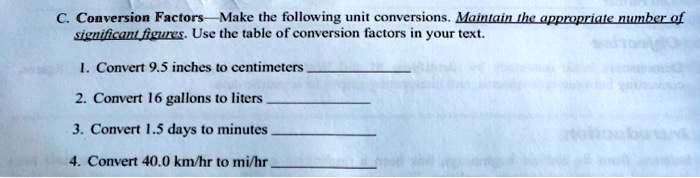SOLVED: Conversion Factors Make the following unit conversions. Mamtal ...