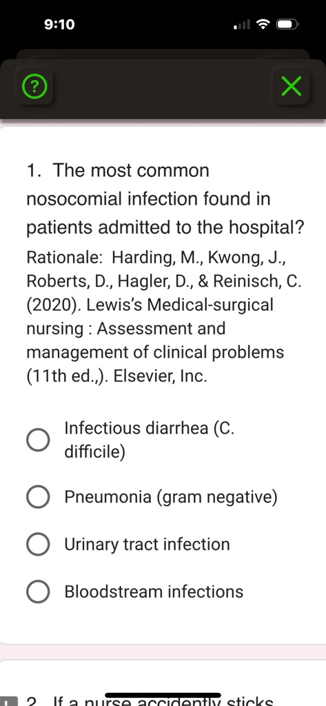 910 the most common nosocomial infection found in patients admitted to ...