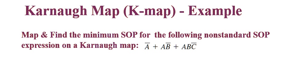 SOLVED: Karnaugh Map (K-map) - Example Map Find the minimum SOP for the following nonstandard ...