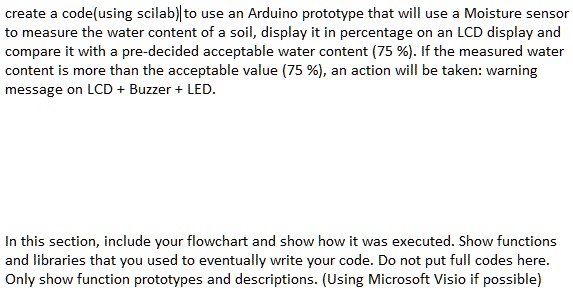 create a code(using scilab) to use an Arduino prototype that will use a ...