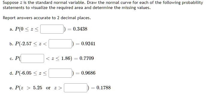 SOLVED: Suppose is the standard normal variable. Draw the normal curve ...