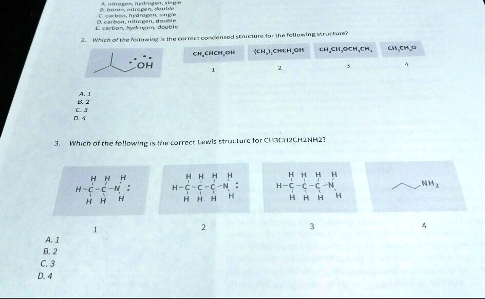 SOLVED:Wttoc hydrogen Vncie boron nitrogen; doublc carbon nvarorn sinel carhon nitrogsn, double ...