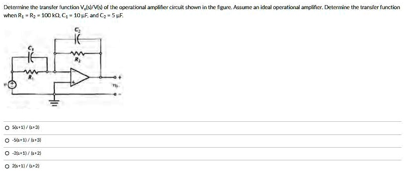 SOLVED: Determine the transfer function V(s)/V(s) of the operational amplifier circuit shown in ...