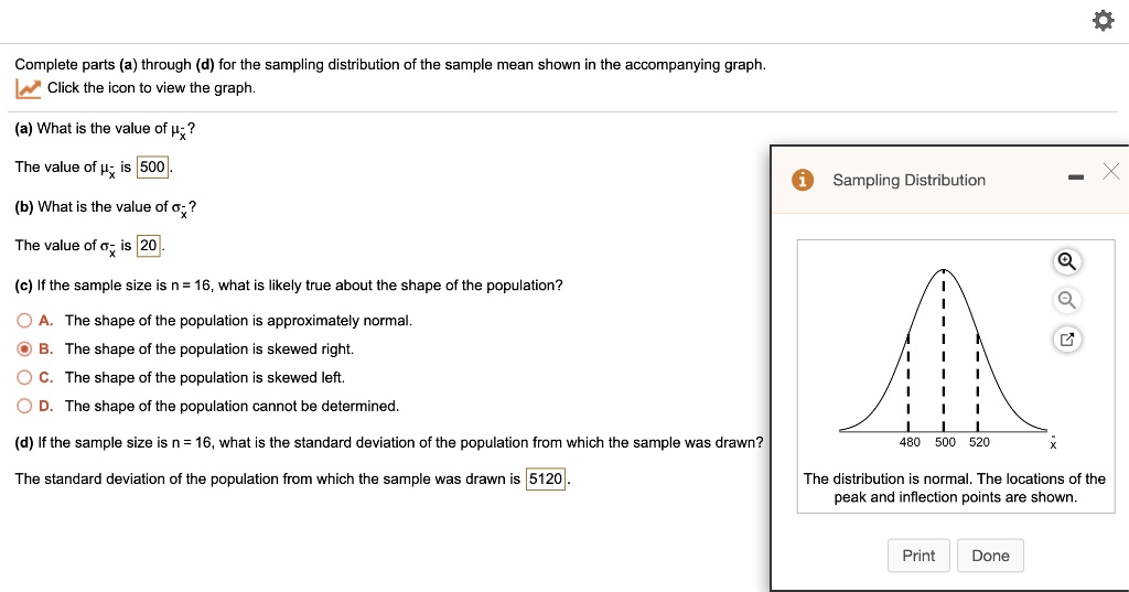 SOLVED: Complete parts (a) through (d) for the sampling distribution of ...