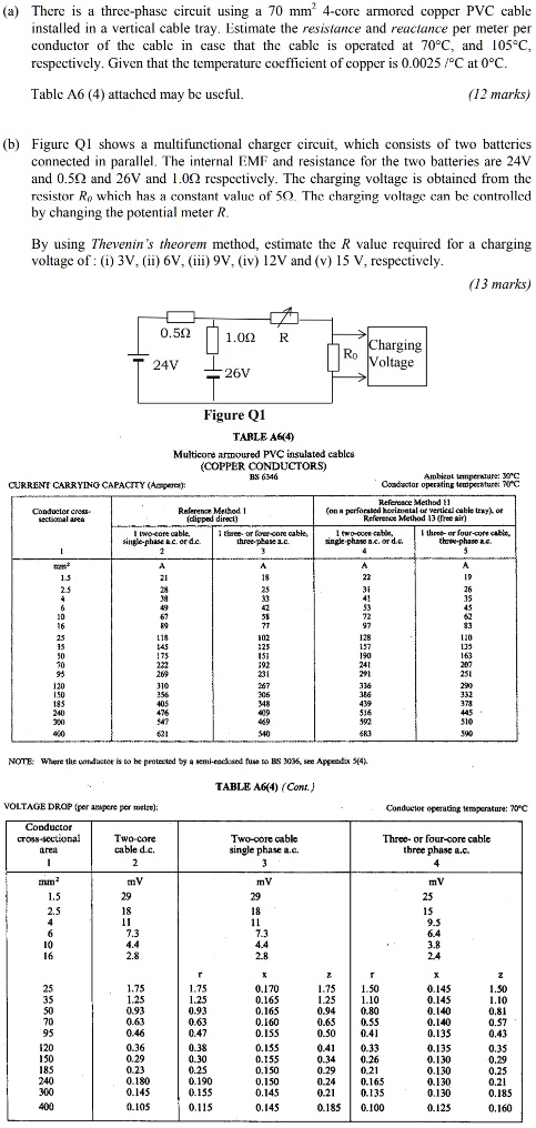 Solved A There Is A Three Phase Circuit Using A 70 MmÂ² 4 Core Armored Copper Pvc Cable
