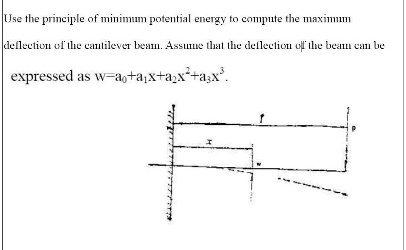 SOLVED: 76. (Please write clearly) Use the principle of minimum potential energy to compute the ...