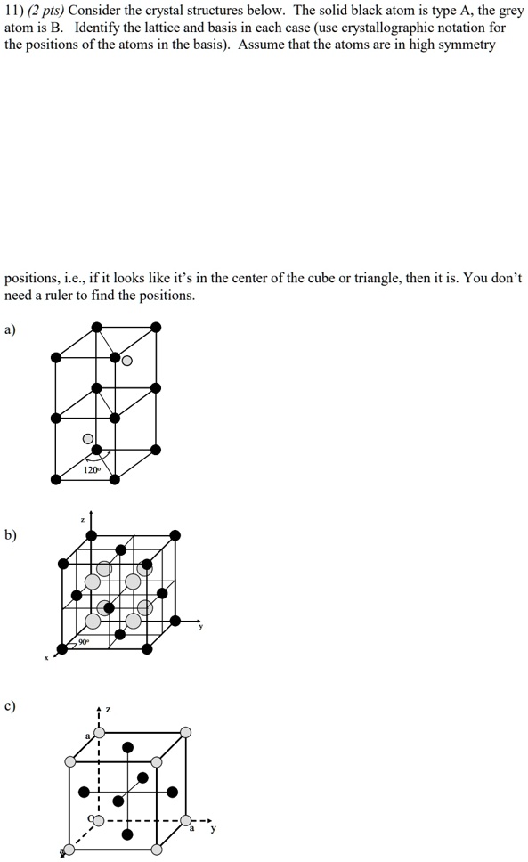 SOLVED: 11) (2 pts) Consider the crystal structures below: The solid ...