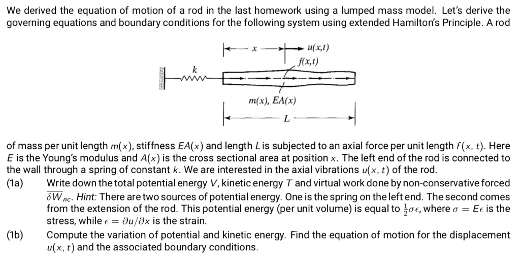 SOLVED: We derived the equation of motion of a rod in the last homework ...