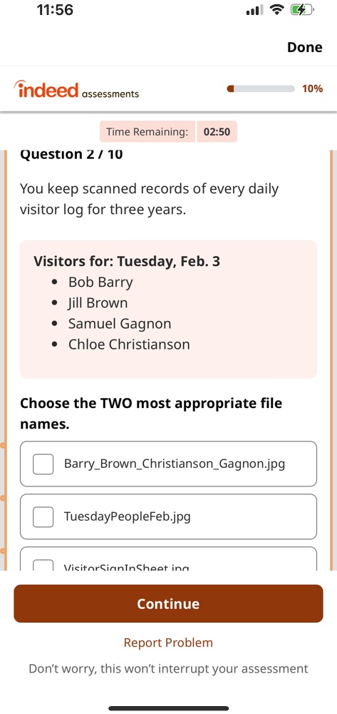 question 210 you keep scanned records of every daily visitor log for ...