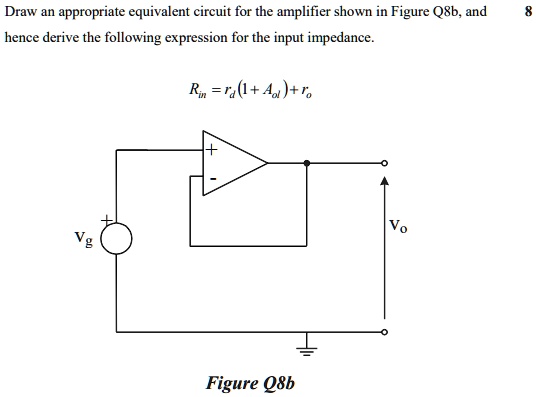 Draw an appropriate equivalent circuit for the amplifier shown in Figure Q8b, and hence derive ...