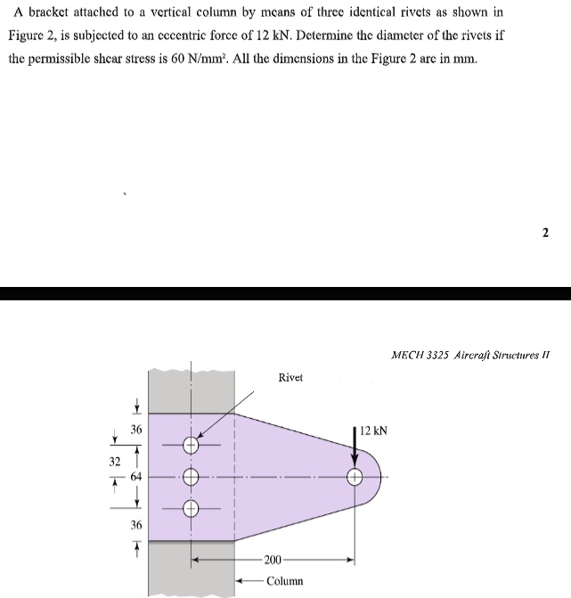 SOLVED: A bracket attached to a vertical column by means of three ...