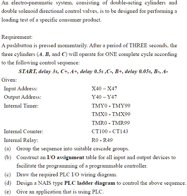 SOLVED: An electro-pneumatic system, consisting of double-acting ...