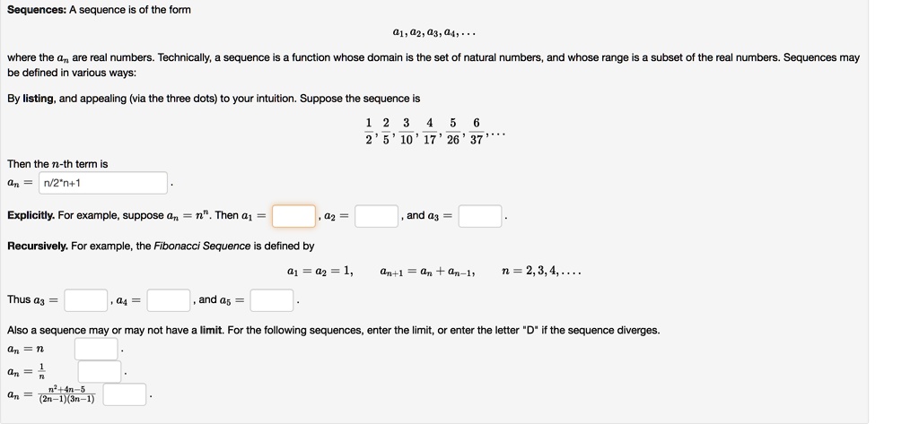 Solved Texts Sequences A Sequence Is Of The Form A1 A2 A3 A4 9096