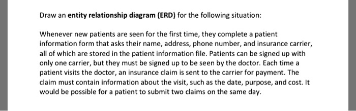 Draw an entity relationship diagram (ERD) for the following situation ...
