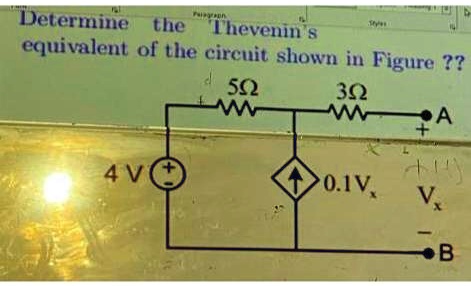 SOLVED: Determine the Thevenin's equivalent of the circuit shown in Figure 502 30 WM WM DA V. B