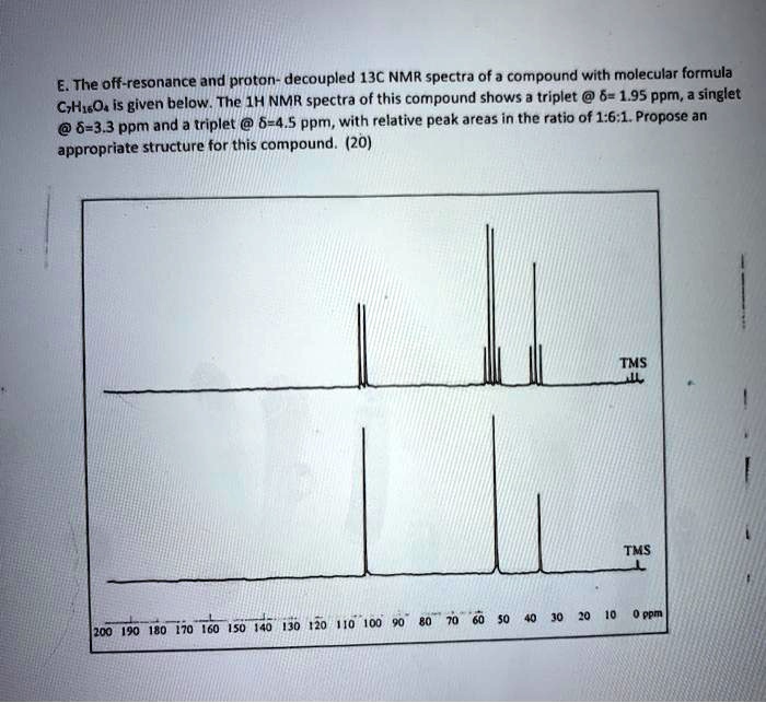 SOLVED: The off-resonance and proton-decoupled 13C NMR spectra of a compound with the molecular ...