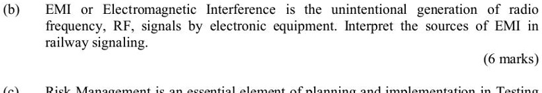SOLVED: Signalling and Communication railway (b) EMI or Electromagnetic ...
