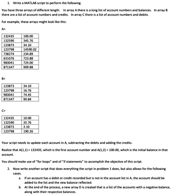 SOLVED: Write = MATLAB script to pertorm the following You have three ...